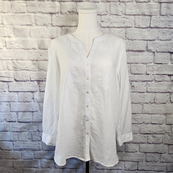 JM Collection | Tops | Jm Collection Blouse Embroidered Tunic White ...